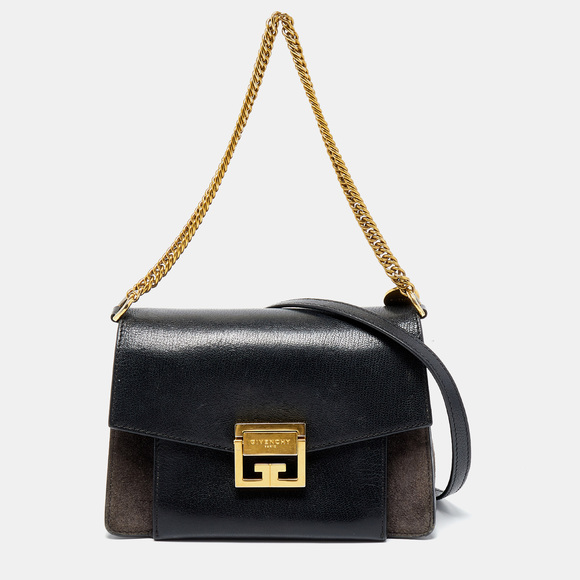Givenchy | Bags | Givenchy Black Leather And Suede Small Gv3 Shoulder Bag | Poshmark